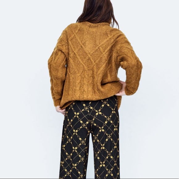 Zara | Pants & Jumpsuits | Nwt Zara Blackgold Wide Leg Chain Link Pants ...